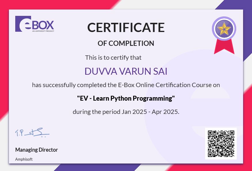 #python #programming #learningjourney #ebox #certification… | Duvva ... #python #programming #learningjourney #ebox #certification… | Duvva ...