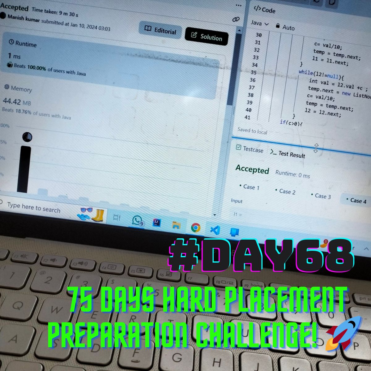 Finished Day 68 of the 75 Days Hard Placement Challenge | Manish Kumar ... Finished Day 68 of the 75 Days Hard Placement Challenge | Manish Kumar ...