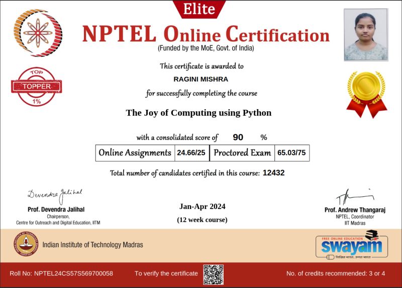 Ragini Mishra on LinkedIn: #nptel #python #swayam Ragini Mishra on LinkedIn: #nptel #python #swayam