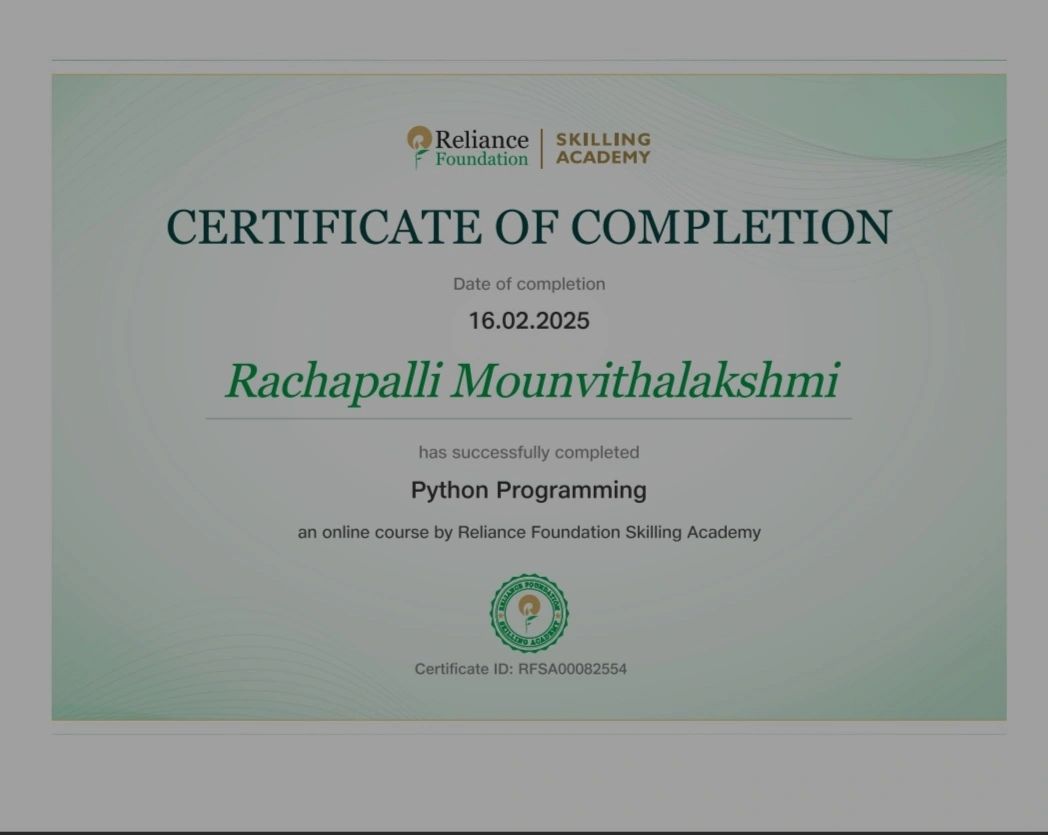 Mounvitha Lakshmi Rachapalli on LinkedIn: #pythonprogramming # ... Mounvitha Lakshmi Rachapalli on LinkedIn: #pythonprogramming # ...