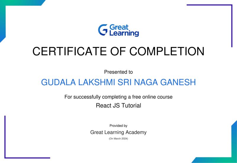 GUDALA LAKSHMI SRI NAGA GANESH on LinkedIn: #reactjs # ... GUDALA LAKSHMI SRI NAGA GANESH on LinkedIn: #reactjs # ...