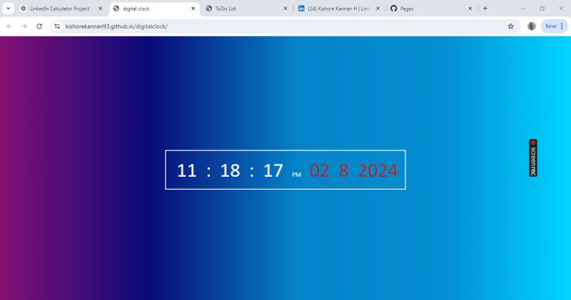 Kishore Kannan H on LinkedIn: 🕒 Excited to share my Digital Clock ... Kishore Kannan H on LinkedIn: 🕒 Excited to share my Digital Clock ...