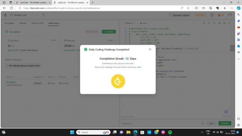 Celebrating 50-day LeetCode streak | Akshaya P I posted on the topic ... Celebrating 50-day LeetCode streak | Akshaya P I posted on the topic ...