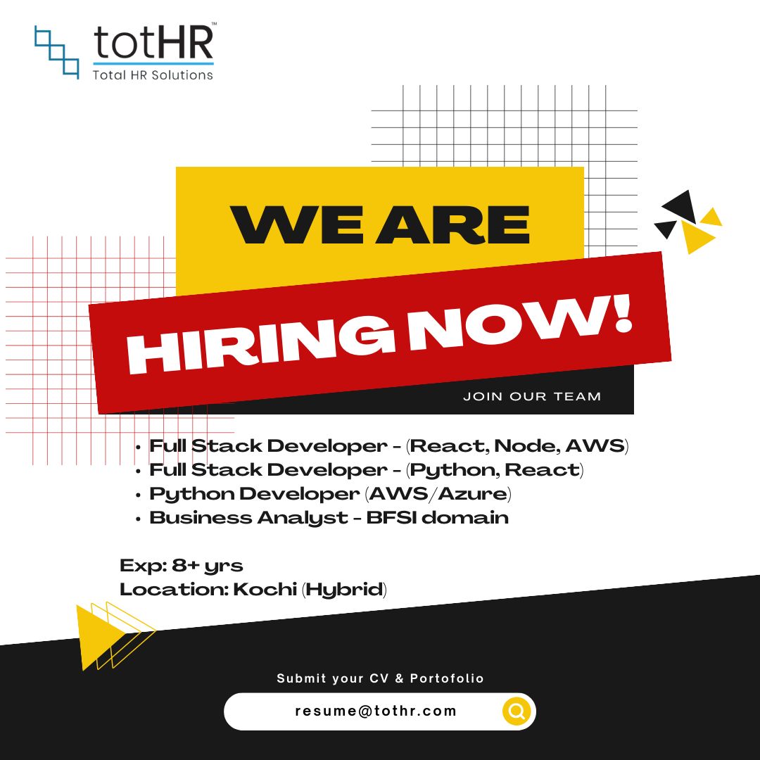 totHR on LinkedIn: #react #node #aws #python #businessanalyst #bfsi # ... totHR on LinkedIn: #react #node #aws #python #businessanalyst #bfsi # ...