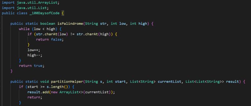 Day 95 of #100DaysOfCode: Palindrome Partitioning 🧩 | Abhishek Garg Day 95 of #100DaysOfCode: Palindrome Partitioning 🧩 | Abhishek Garg