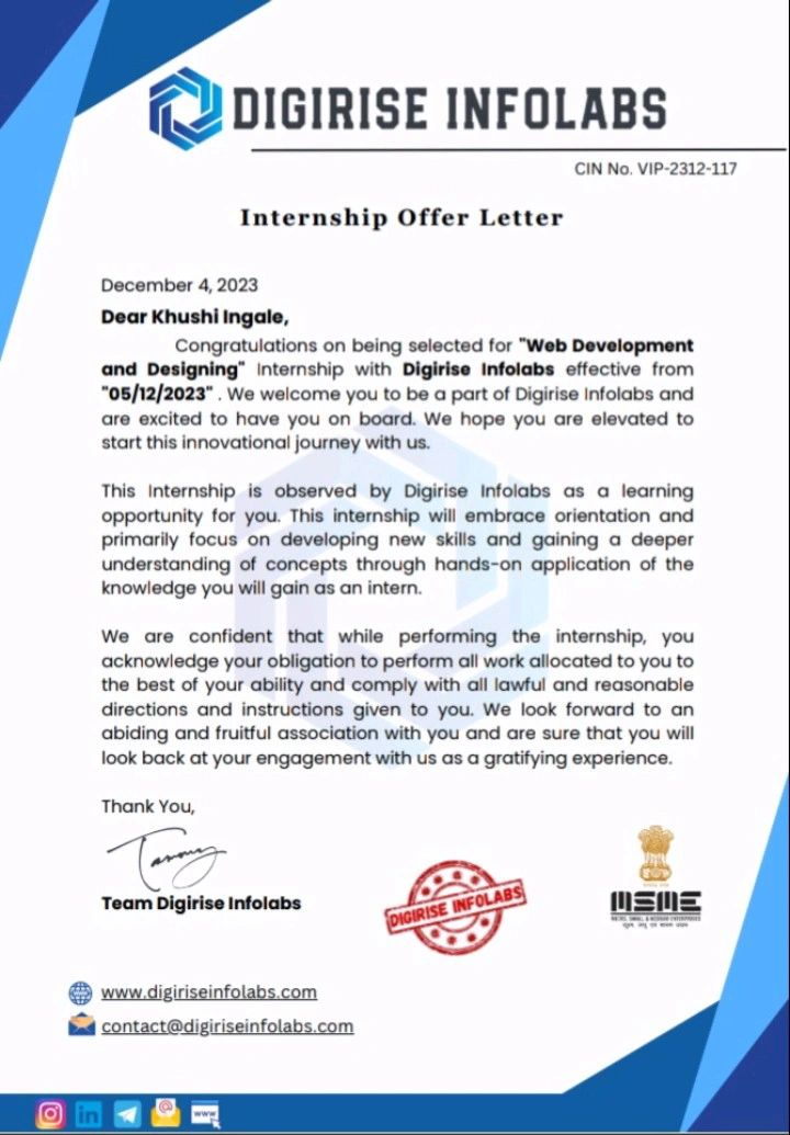 Khushi Ingale on LinkedIn: #internship #webdevelopment #designing # ... Khushi Ingale on LinkedIn: #internship #webdevelopment #designing # ...