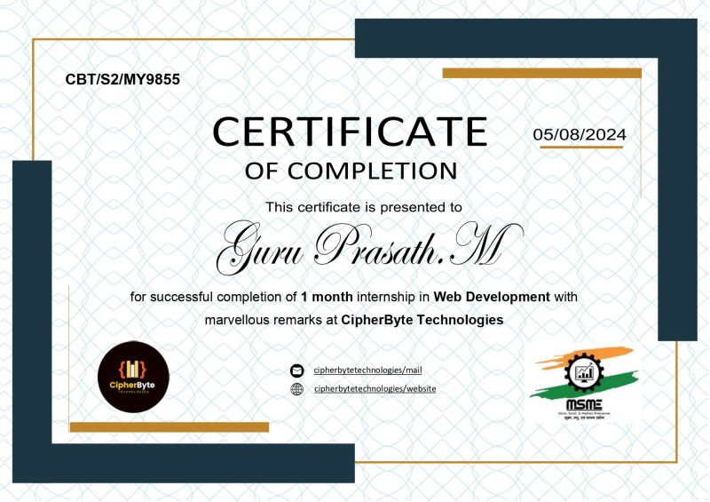 Guru Prasath on LinkedIn: #cipherbyte #cbtcip Guru Prasath on LinkedIn: #cipherbyte #cbtcip