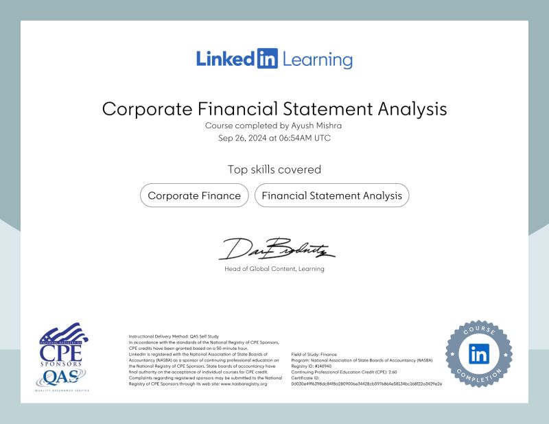 Ayush Mishra on LinkedIn: Certificate of Completion Ayush Mishra on LinkedIn: Certificate of Completion