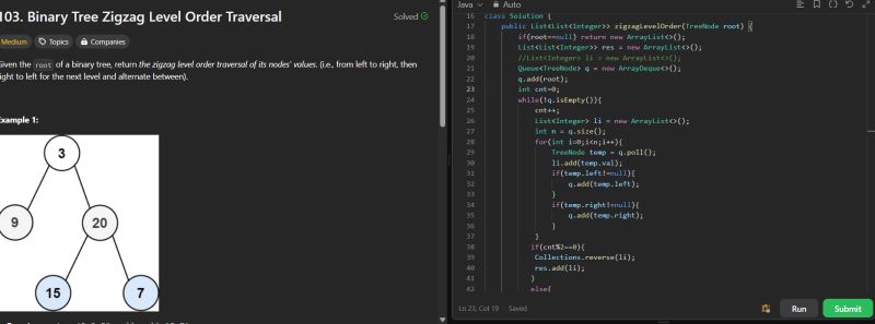 🔹 Day 74: Coding Challenge 🔹 Problem: Binary Tree Zigzag Level Order ... 🔹 Day 74: Coding Challenge 🔹 Problem: Binary Tree Zigzag Level Order ...