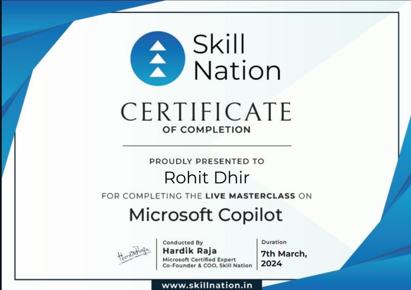 Rohit Dhir on LinkedIn: Attended a live masterclass on Microsoft Copilot Rohit Dhir on LinkedIn: Attended a live masterclass on Microsoft Copilot