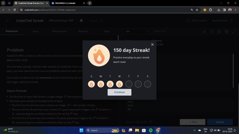 RUDHRESH S on LinkedIn: #codingjourney #codechef #dailystreak # ... RUDHRESH S on LinkedIn: #codingjourney #codechef #dailystreak # ...