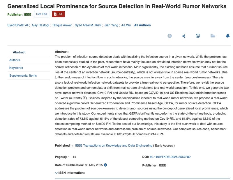 Published paper on rumor source detection in IEEE TKDE | Dr. Ajay ... Published paper on rumor source detection in IEEE TKDE | Dr. Ajay ...