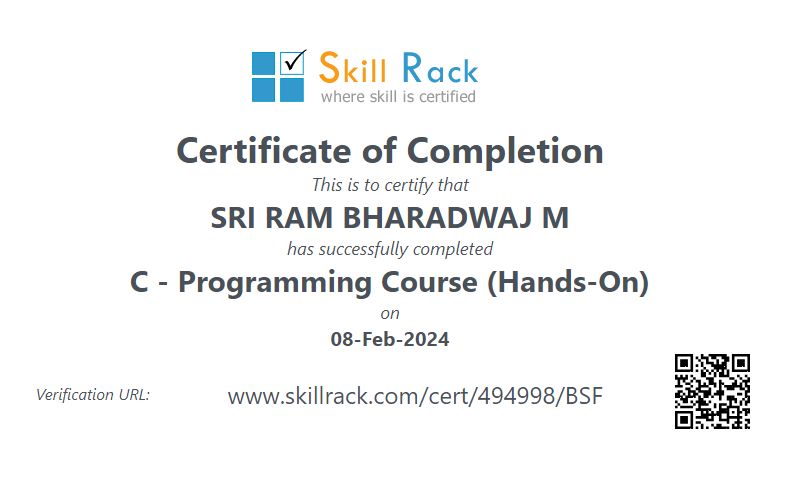 Sri Ram Bharadwaj M on LinkedIn: #cprogramming #skillrack #programming ... Sri Ram Bharadwaj M on LinkedIn: #cprogramming #skillrack #programming ...