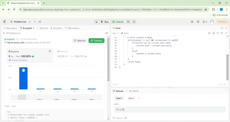 Solved a leetcode problem using a single pointer approach..... problem ... Solved a leetcode problem using a single pointer approach..... problem ...