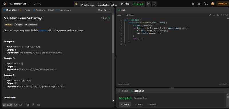 AASHVIN S on LinkedIn: LeetCode Problem: Maximum Subarray LeetCode ... AASHVIN S on LinkedIn: LeetCode Problem: Maximum Subarray LeetCode ...