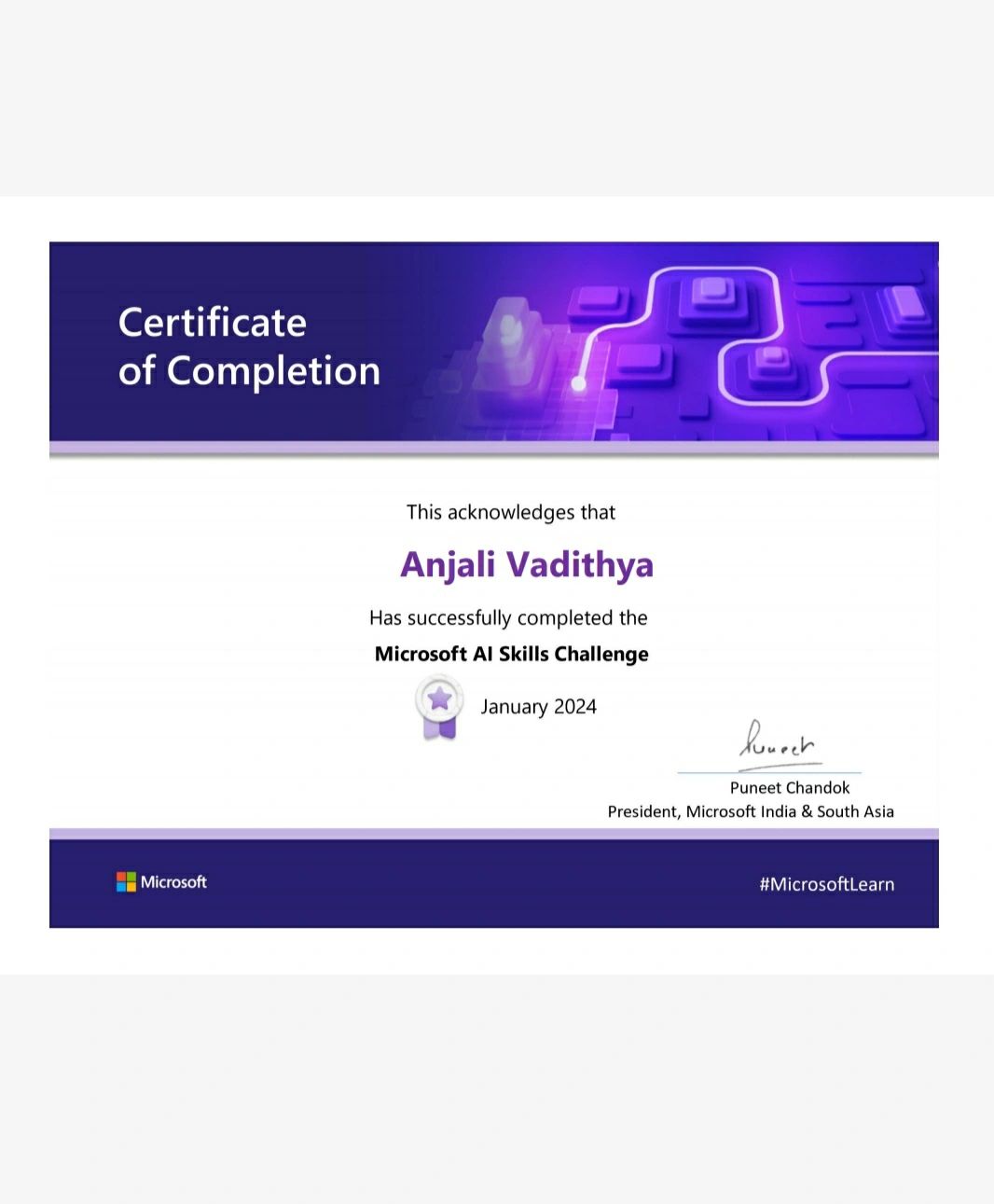 Anjali Vadithya on LinkedIn: #microsoftai #skillschallenge #ai # ... Anjali Vadithya on LinkedIn: #microsoftai #skillschallenge #ai # ...