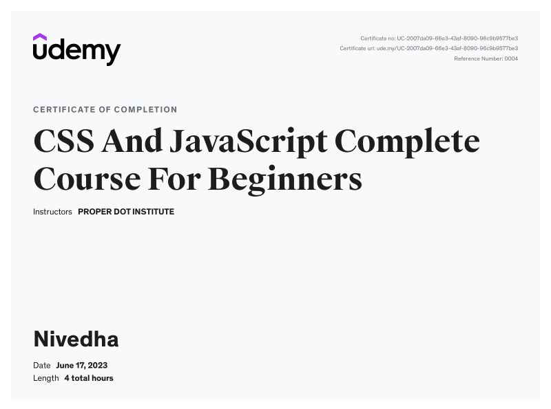 Nivedha S on LinkedIn: #css #javascript #udemycourse Nivedha S on LinkedIn: #css #javascript #udemycourse