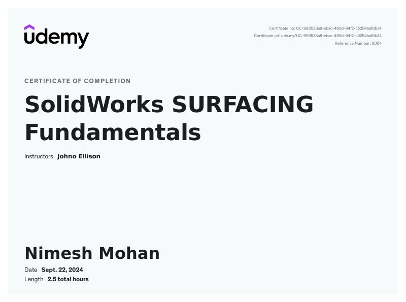 NIMESH MOHAN on LinkedIn: #solidworkssurfacingfundamentals # ... NIMESH MOHAN on LinkedIn: #solidworkssurfacingfundamentals # ...