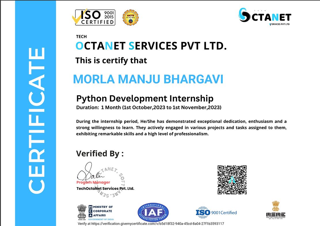 MANJU BHARGAVI MORLA on LinkedIn: #pythondevelopment MANJU BHARGAVI MORLA on LinkedIn: #pythondevelopment