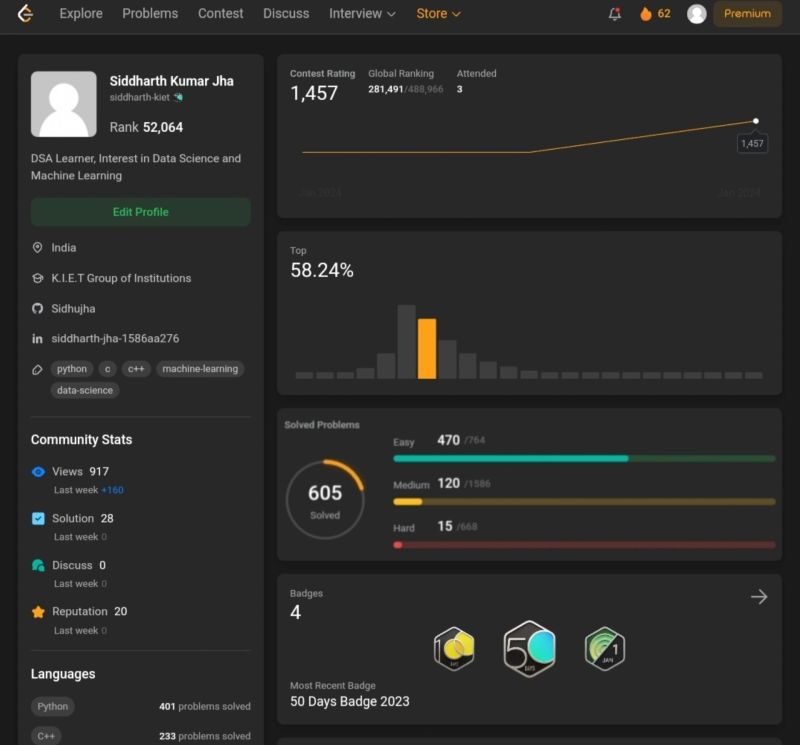 LeetCode Journey Update: 600 Questions Completed | Siddharth Jha posted ... LeetCode Journey Update: 600 Questions Completed | Siddharth Jha posted ...