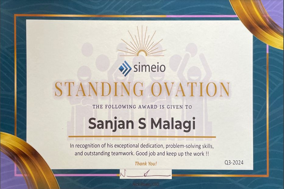 I am happy to share that I have received Standing Ovation Award from ... I am happy to share that I have received Standing Ovation Award from ...