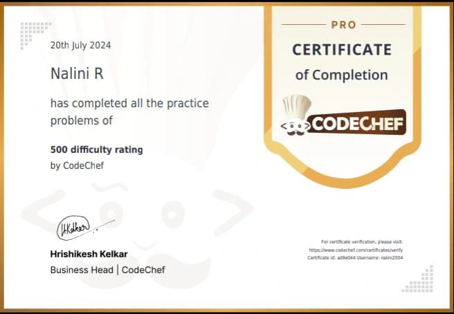 Nalini R on LinkedIn: #codechef #codingjourney #programming #keepcoding ... Nalini R on LinkedIn: #codechef #codingjourney #programming #keepcoding ...