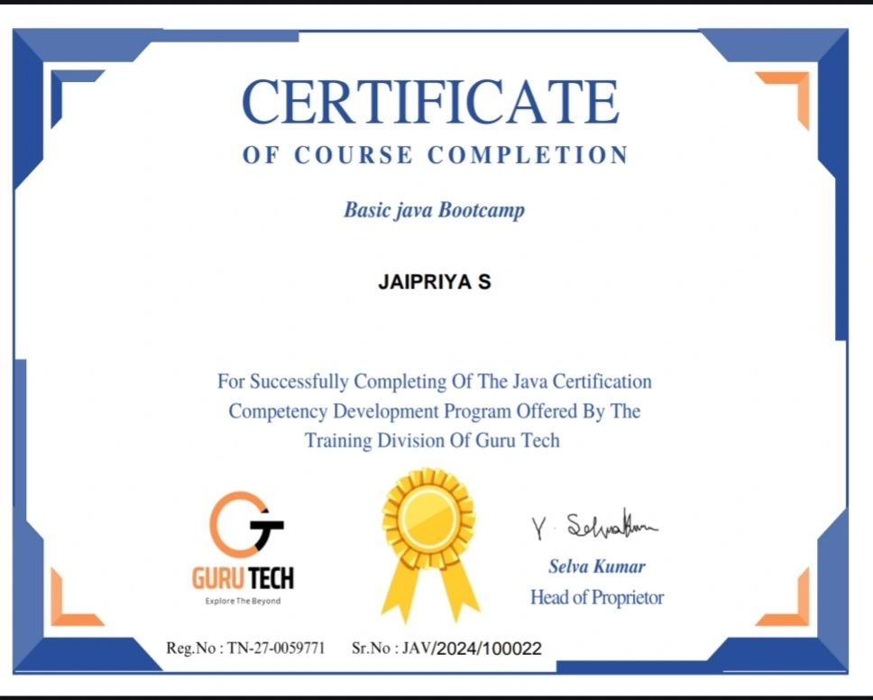 Jaipriya Suresh on LinkedIn: #java #learningtocode #codingjourney #tech ... Jaipriya Suresh on LinkedIn: #java #learningtocode #codingjourney #tech ...