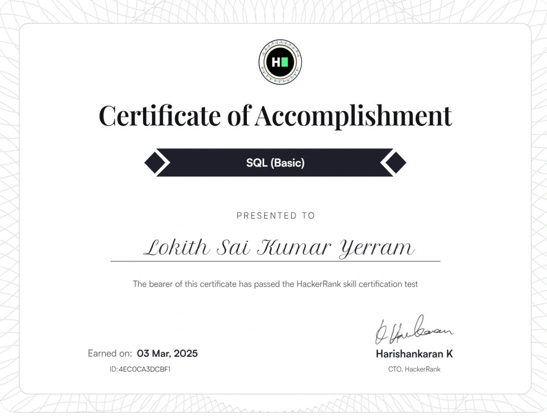 #sql #hackerrank #learning | Lokith Sai Kumar Yerram #sql #hackerrank #learning | Lokith Sai Kumar Yerram