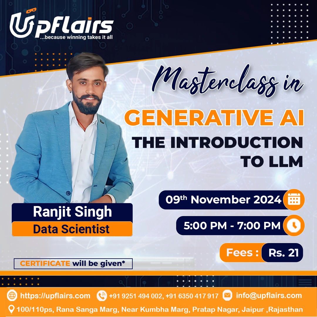 Upflairs Pvt Ltd on LinkedIn: #masterclass #generativeai #llm # ... Upflairs Pvt Ltd on LinkedIn: #masterclass #generativeai #llm # ...