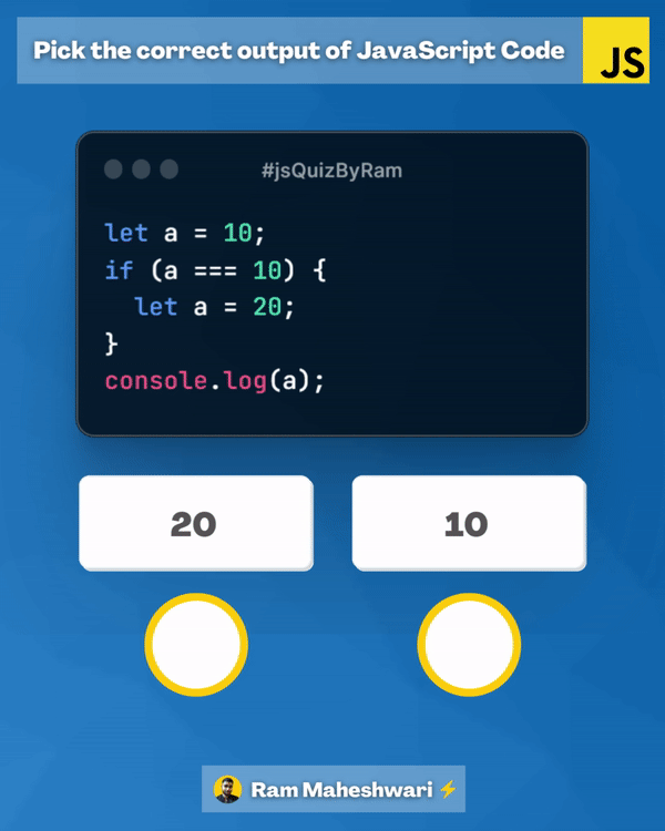 Abhinav S. on LinkedIn: The let keyword creates a block-scoped variable ... Abhinav S. on LinkedIn: The let keyword creates a block-scoped variable ...