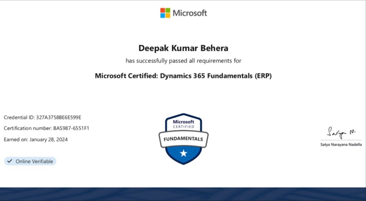 #microsoftcertification #d365fo #microsoft #learningandgrowing | Deepak ... #microsoftcertification #d365fo #microsoft #learningandgrowing | Deepak ...