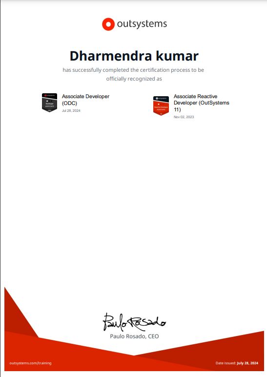 Dharmendra Kumar on LinkedIn: #outsystems #odc #certification # ... Dharmendra Kumar on LinkedIn: #outsystems #odc #certification # ...