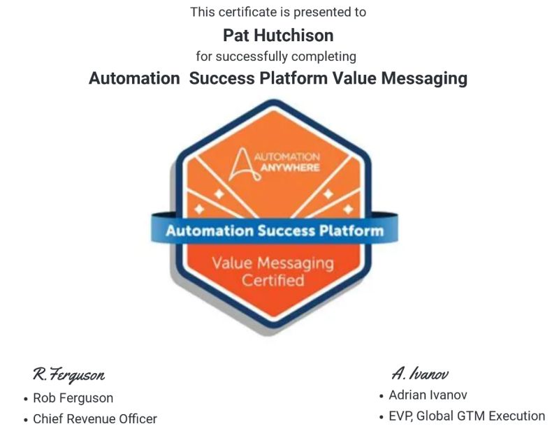 Pat Hutchison on LinkedIn: #automationanywhere #intelligentautomation Pat Hutchison on LinkedIn: #automationanywhere #intelligentautomation