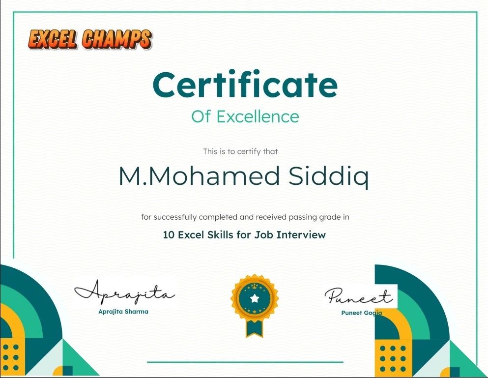 Mohamed Siddiq M on LinkedIn: #excel Mohamed Siddiq M on LinkedIn: #excel
