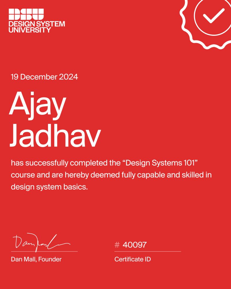 Ajay Jadhav on LinkedIn: Just completed the Design Systems 101 course ... Ajay Jadhav on LinkedIn: Just completed the Design Systems 101 course ...