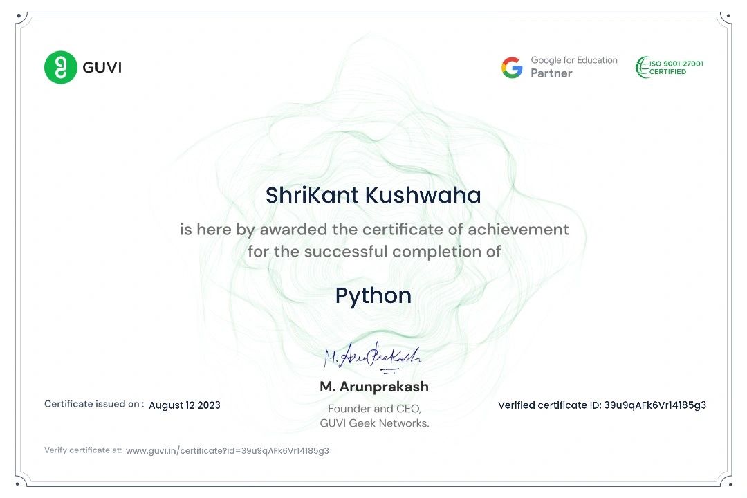 Shrikant kushwaha on LinkedIn: #python #programming Shrikant kushwaha on LinkedIn: #python #programming