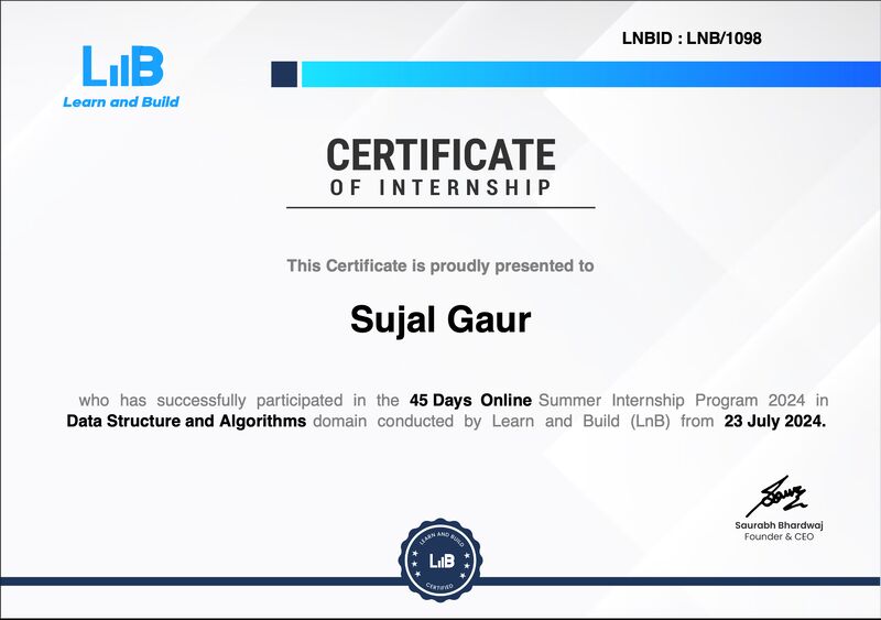 Sujal Gaur on LinkedIn: #datastructures #algorithms #summertraining # ... Sujal Gaur on LinkedIn: #datastructures #algorithms #summertraining # ...