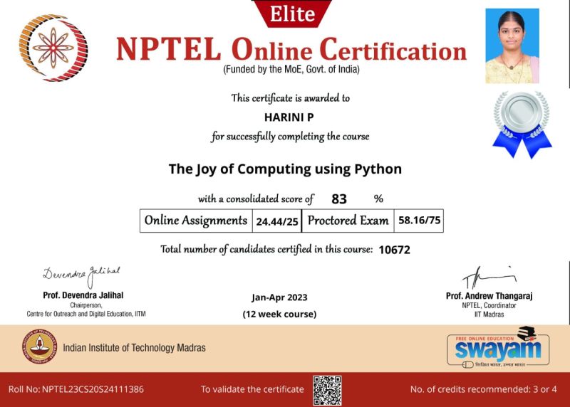 #nptel #python | Harini P #nptel #python | Harini P
