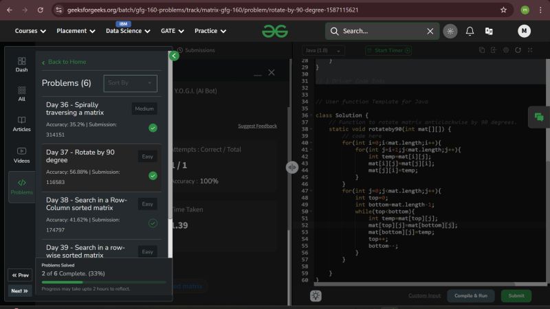 #gfg160daysofcode #java #dsa #matrixrotation #inplace #anticlockwise ... #gfg160daysofcode #java #dsa #matrixrotation #inplace #anticlockwise ...