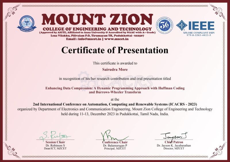 Sairudra More on LinkedIn: #datacompression #ieeeicacrs2023 # ... Sairudra More on LinkedIn: #datacompression #ieeeicacrs2023 # ...