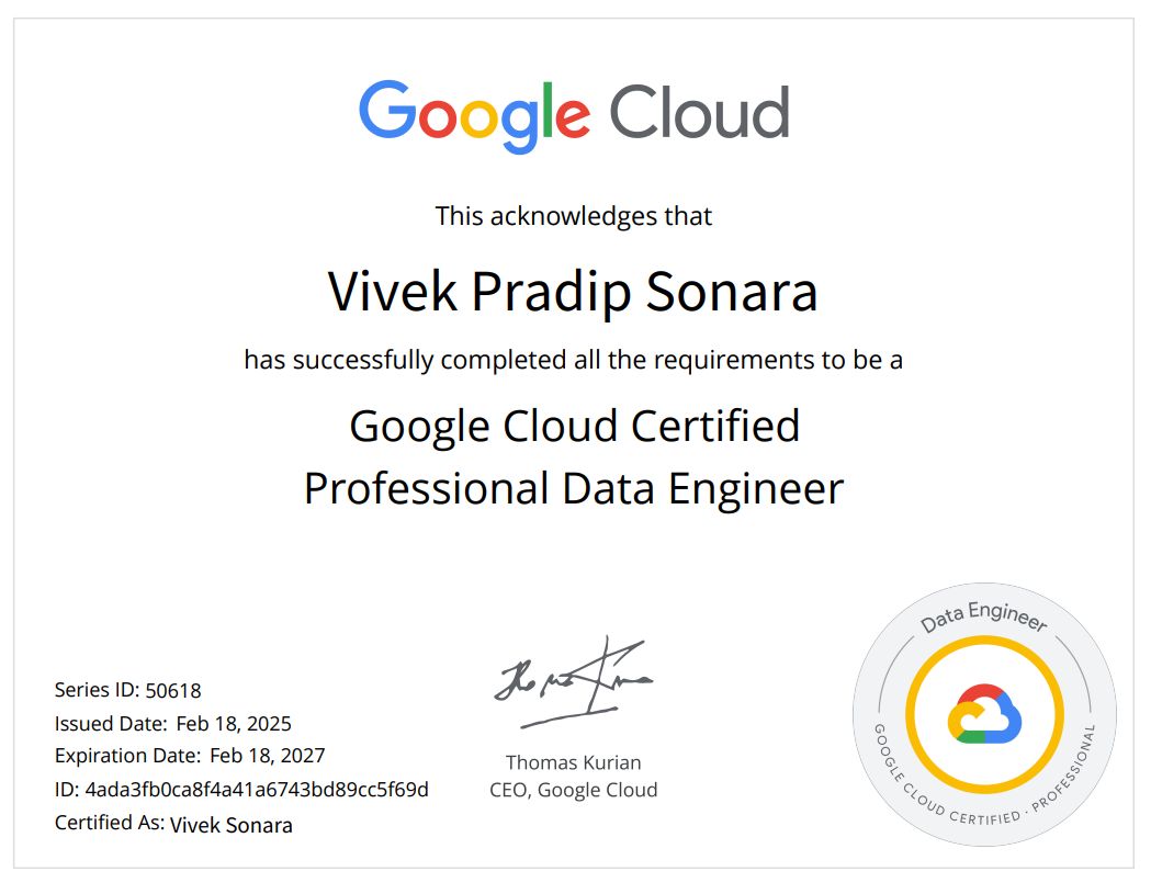 Vivek Sonara on LinkedIn: #googlecloudcertified # ... Vivek Sonara on LinkedIn: #googlecloudcertified # ...