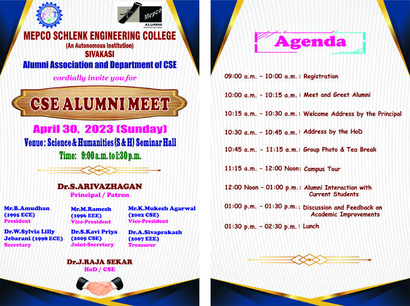 Welcome all CSE alumni of Mepco Schlenk Engineering College for the ... Welcome all CSE alumni of Mepco Schlenk Engineering College for the ...