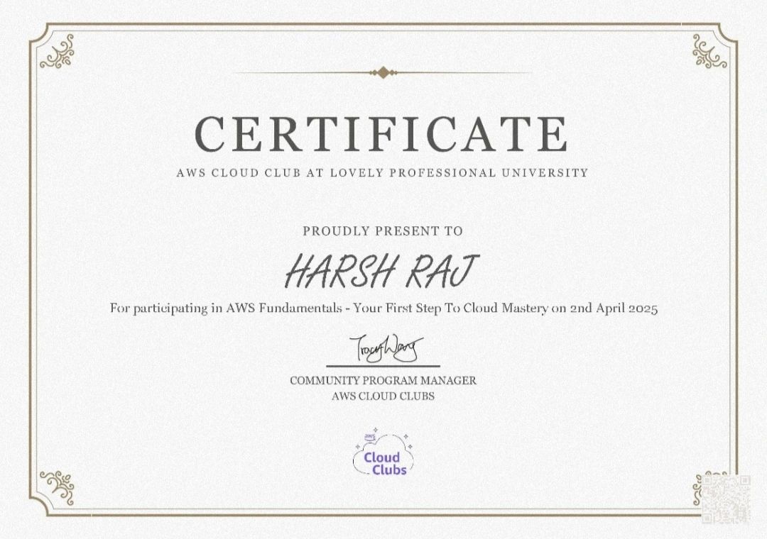 #aws #cloudcomputing #awsfundamentals #lpu #learningneverstops | HARSH RAJ #aws #cloudcomputing #awsfundamentals #lpu #learningneverstops | HARSH RAJ