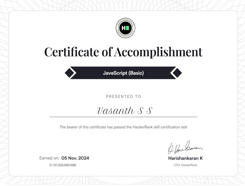 Vasanth S S on LinkedIn: #javascript #coding #problemsolving # ... Vasanth S S on LinkedIn: #javascript #coding #problemsolving # ...