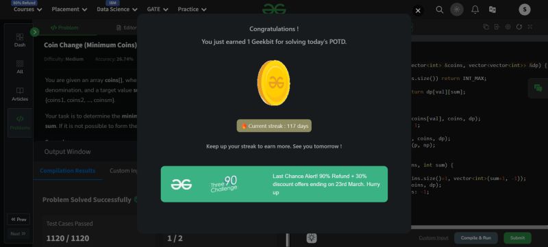 #geekstreak2024 #geeksforgeeks #dynamicprogramming #coinchange… | Siva ... #geekstreak2024 #geeksforgeeks #dynamicprogramming #coinchange… | Siva ...