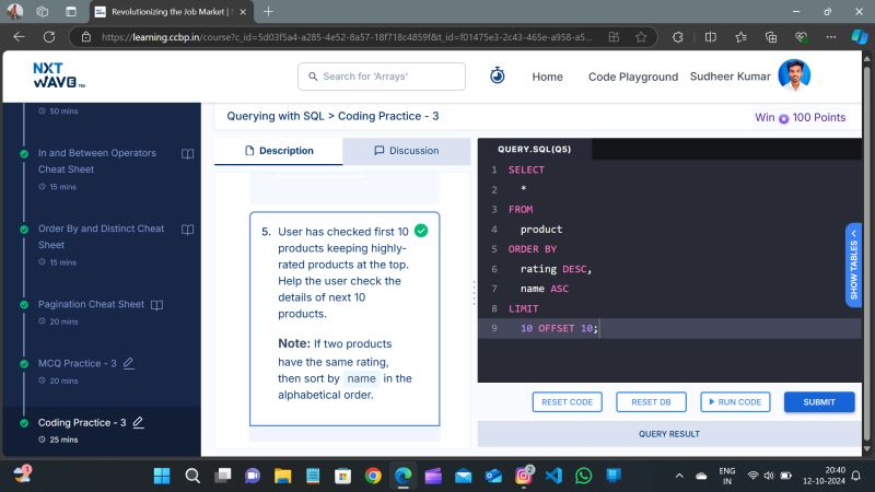 Sudheer kumar gandikota on LinkedIn: #day57 #100daysofcode #nxtwave # ... Sudheer kumar gandikota on LinkedIn: #day57 #100daysofcode #nxtwave # ...