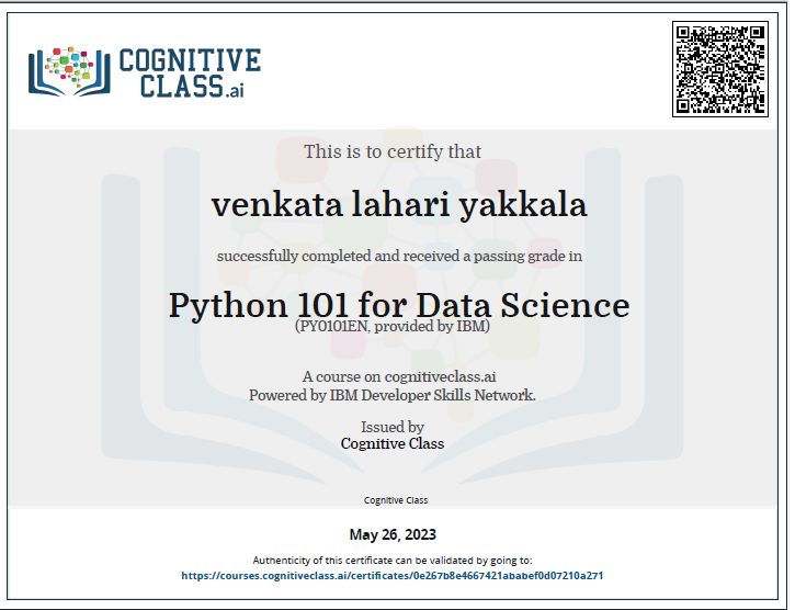 VENKATA LAHARI YAKKALA on LinkedIn: #python #datascience #cognitiveclass VENKATA LAHARI YAKKALA on LinkedIn: #python #datascience #cognitiveclass