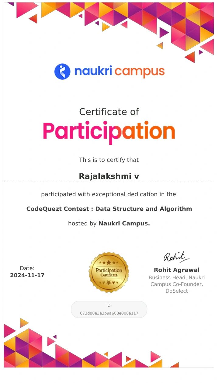 RAJALAKSHMI V on LinkedIn: #learningneverstops #datastructures # ... RAJALAKSHMI V on LinkedIn: #learningneverstops #datastructures # ...