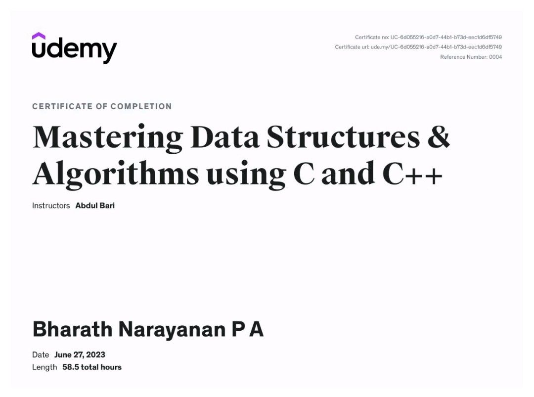 BHARATH NARAYANAN PA on LinkedIn: #datastructures #algorithms #udemy # ... BHARATH NARAYANAN PA on LinkedIn: #datastructures #algorithms #udemy # ...