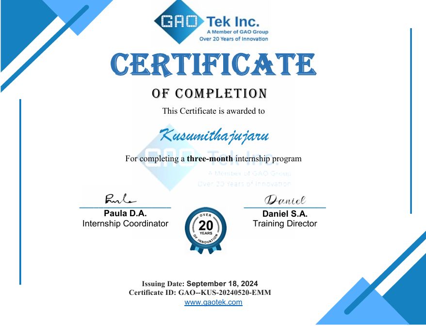 Kusumitha jujaru on LinkedIn: #internship #tech #growth #learning # ... Kusumitha jujaru on LinkedIn: #internship #tech #growth #learning # ...
